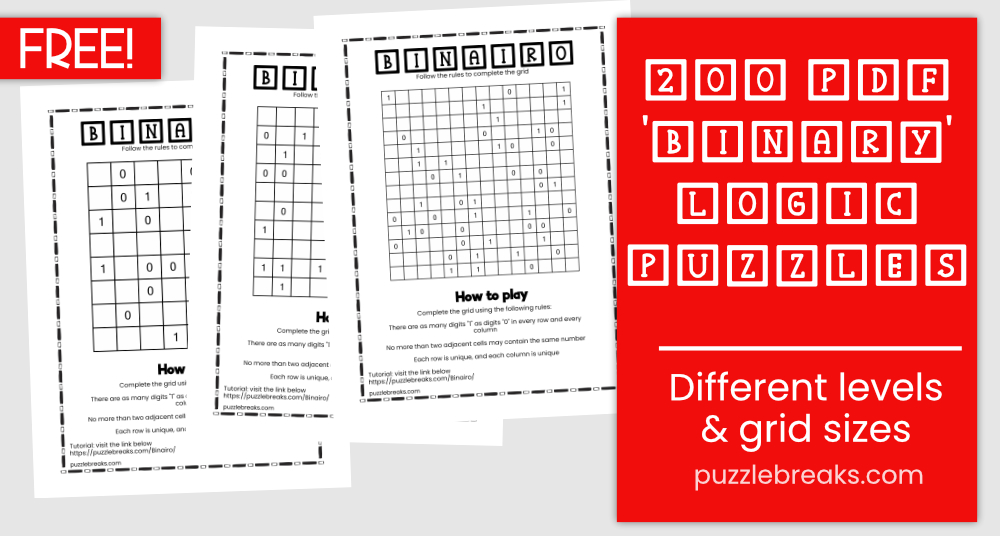 Ghosts and Skulls Printable Binario Puzzle with Tiles - Puzzle Breaks ...