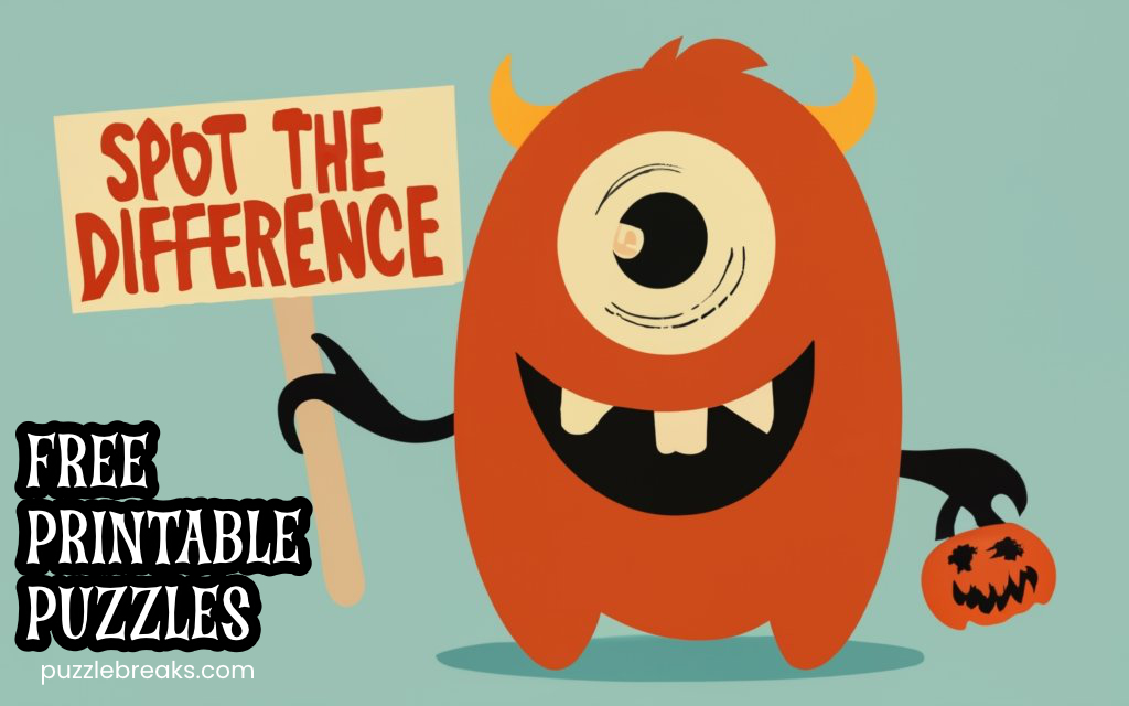 Free Printable Halloween Spot the Difference Puzzles - Puzzle Breaks ...